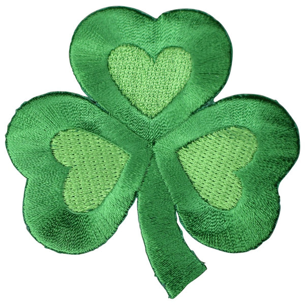 Large Shamrock Applique Patch - Heart Clover Good Luck Embroidered Bad ...