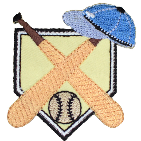 Baseball Bat Ball & Cap Applique Patch - Embroidered Sports Team Badge ...