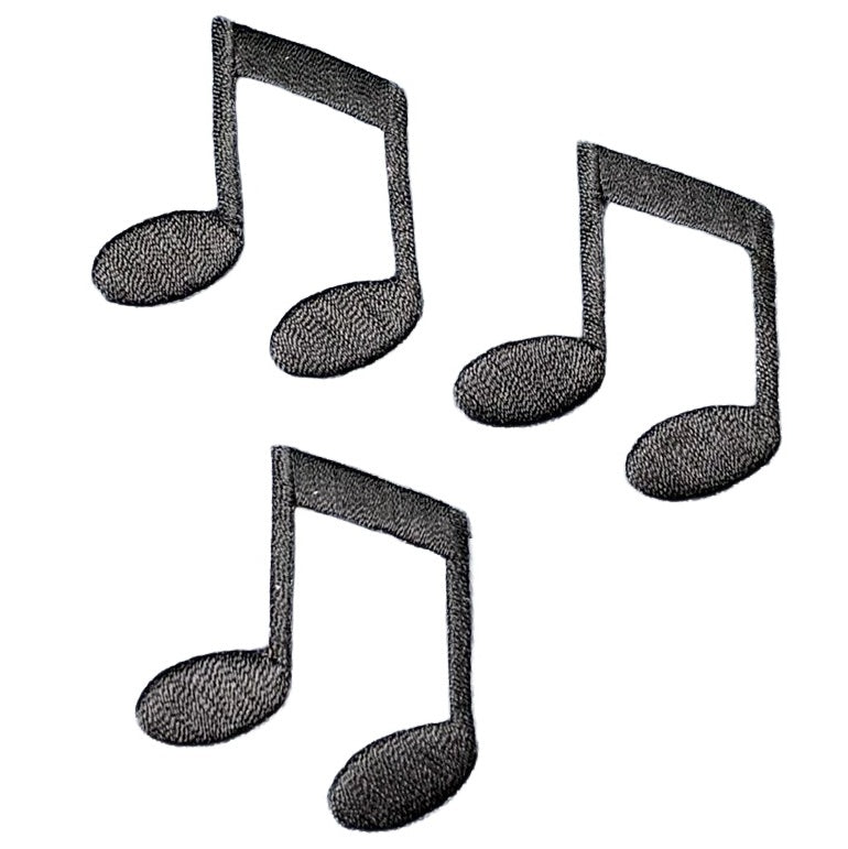 3-Pack Double Note Applique Patch - Sheet Music Black Embroidered Badg ...