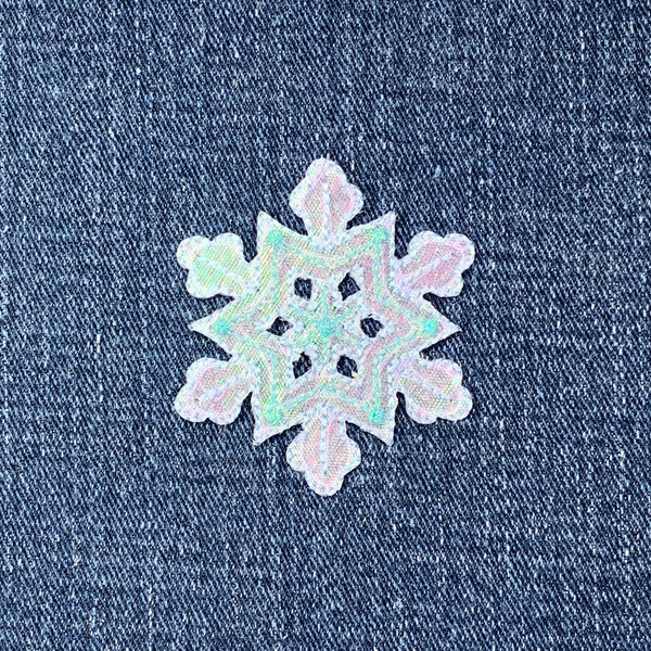 3-Pack Blue Snowflake Applique Patch Set - Shimmery Snow Embroidered W ...