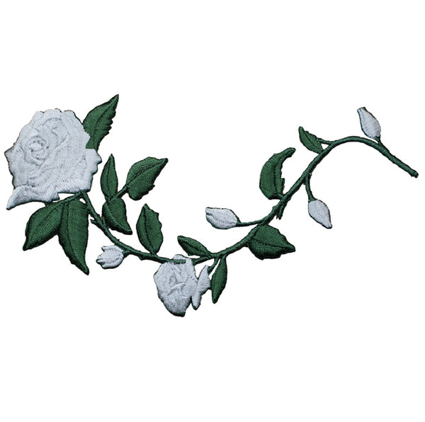 Large White Rose Applique Patch - Right Facing Flower Bloom Gardening ...