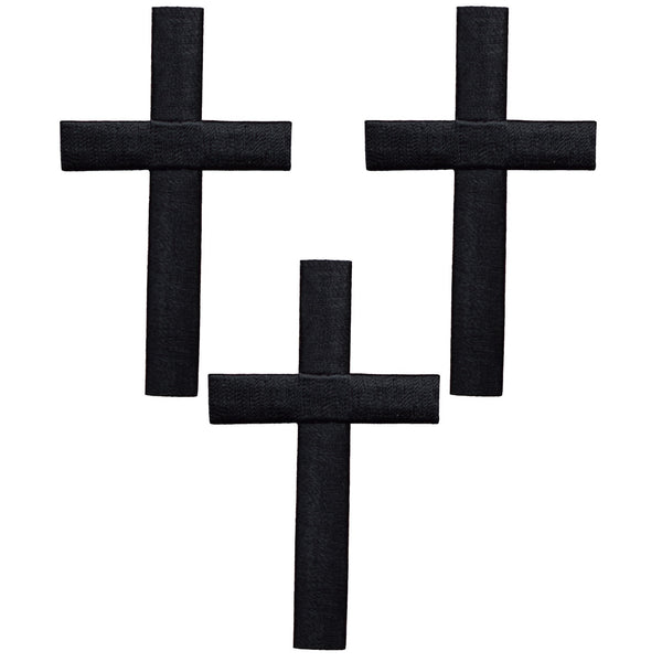 Large Black Cross Applique Patch - Christian Jesus Badge 3" (3-Pack, I ...