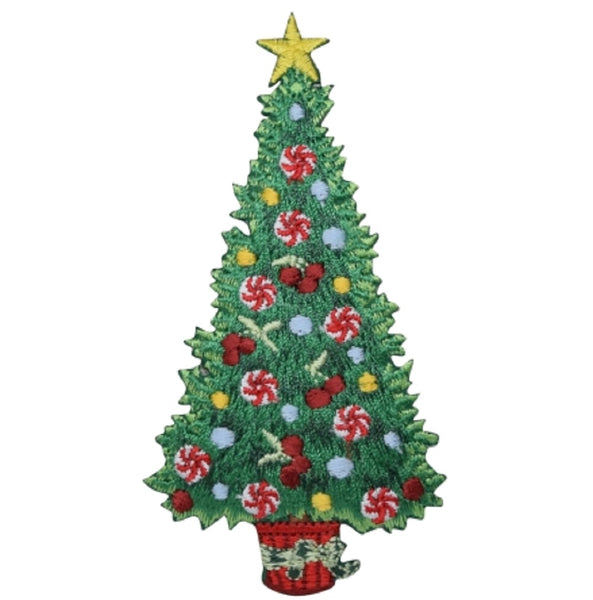Christmas Tree Applique Patch - Holidays, Ornaments, Lights 3-7/8" (Ir ...